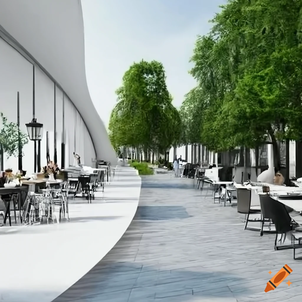 Architectural rendering of commercial pedestrian boulevard, one-story ...