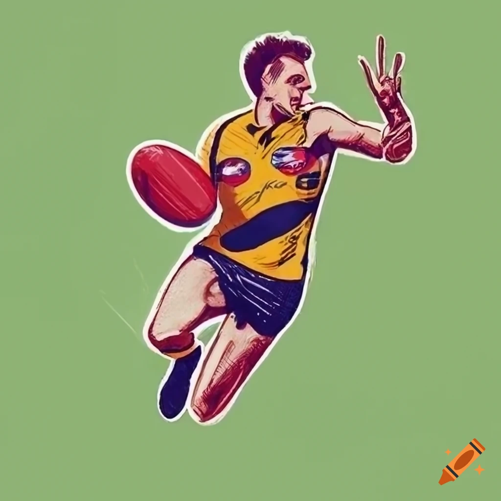 Aussie rules football retro drawing