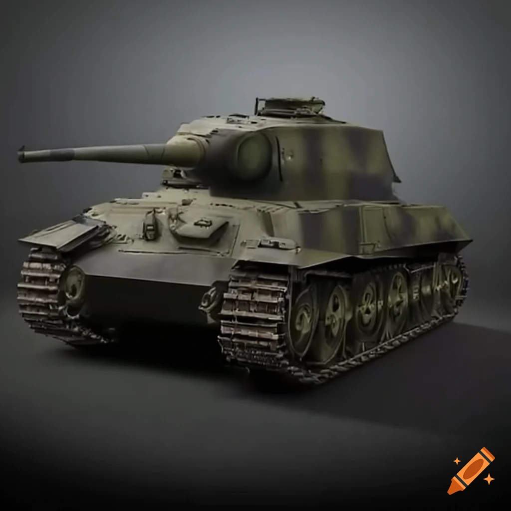 A powerful german king tiger tank with a streamlined turret on Craiyon