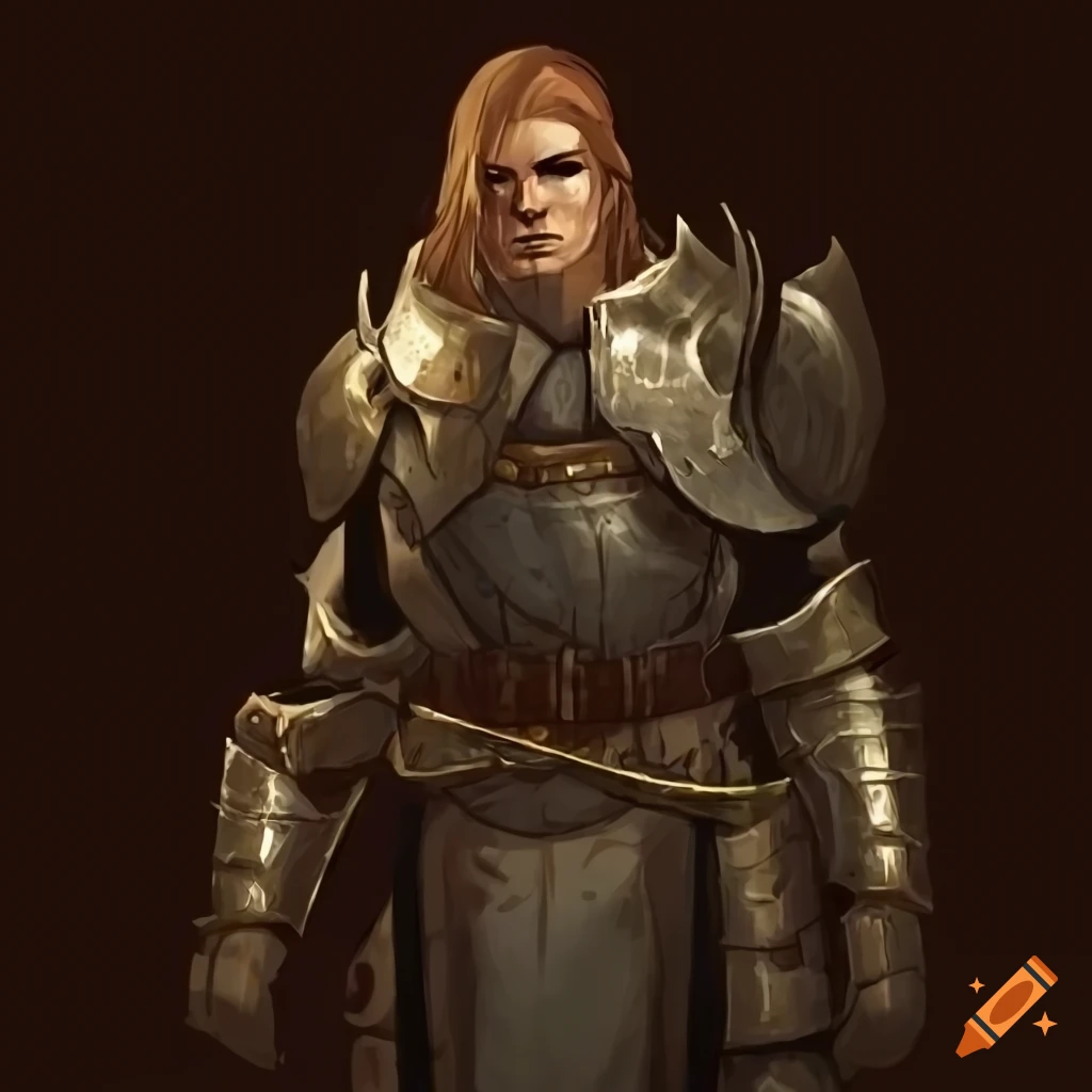 An unholy paladin, being helmetless, having heavy plate armor and ...