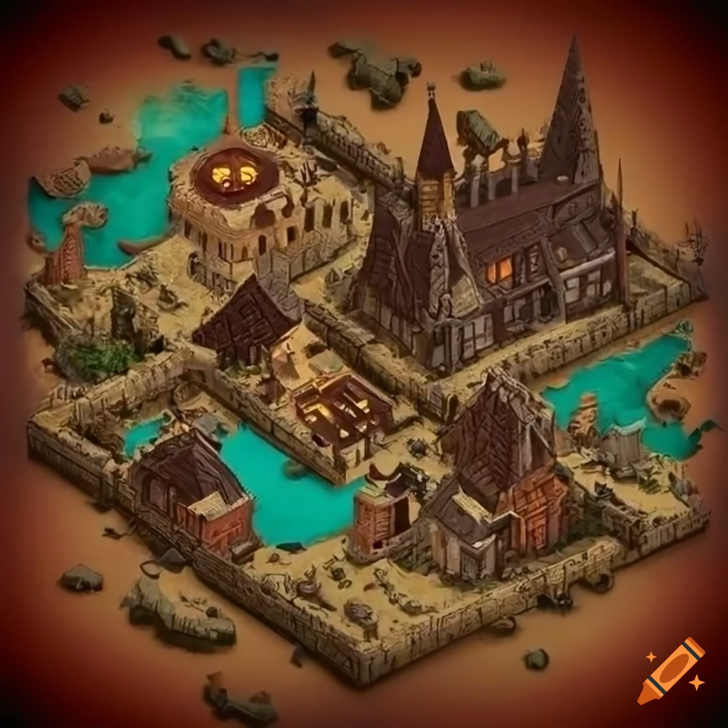 Diablo isometric medieval city map tiles