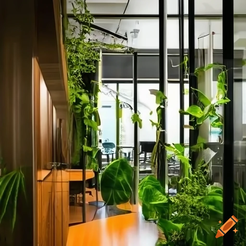 Modern study space with plants inside a university of applied sciences