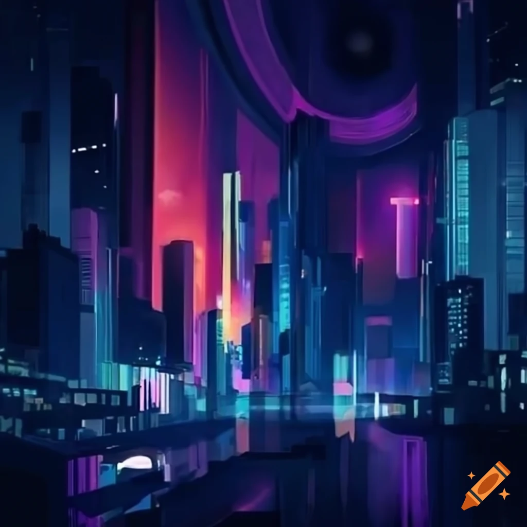 A futuristic fox exploring a vibrant cityscape at night on Craiyon