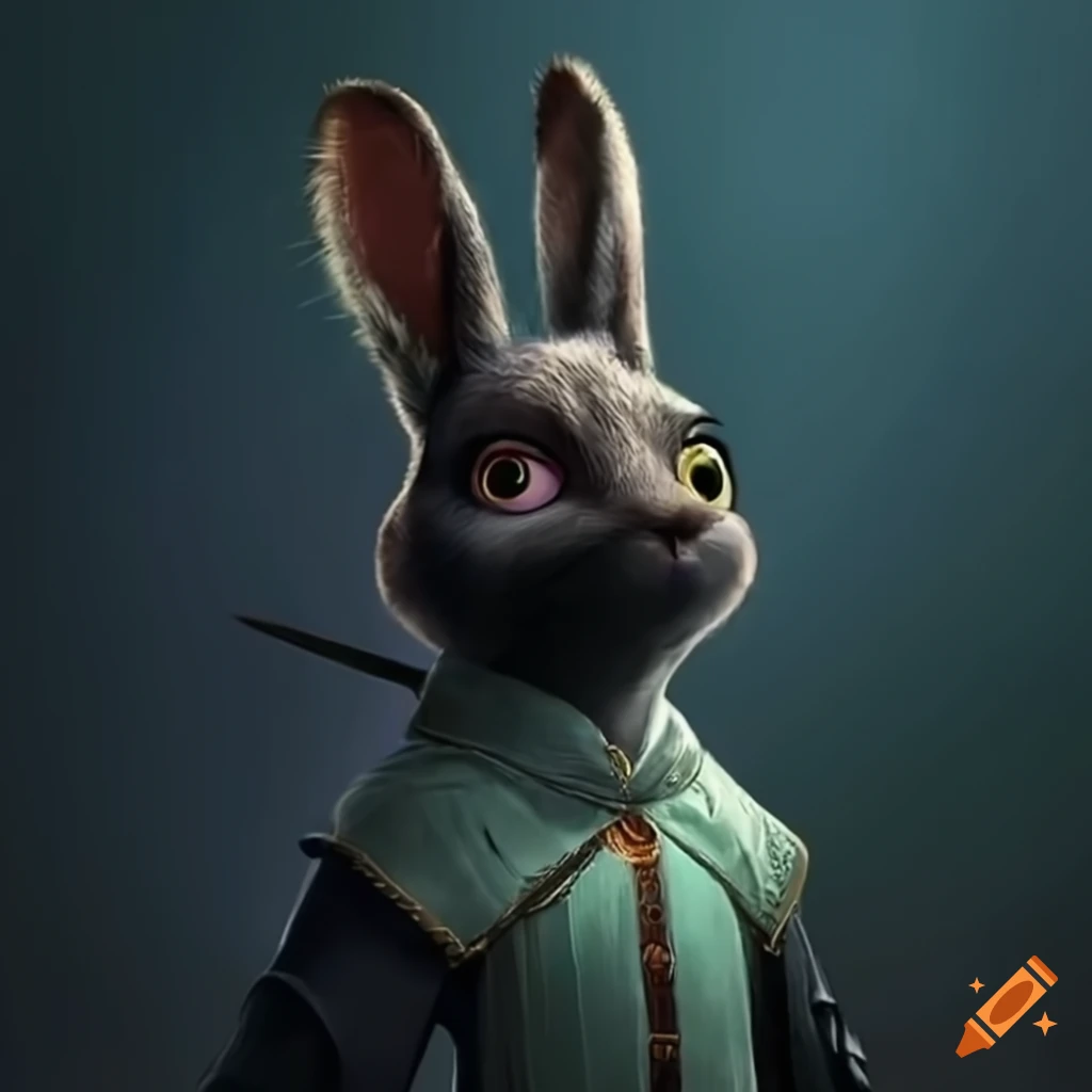 An imaginative depiction of a black rabbit from Zootopia in medieval ...