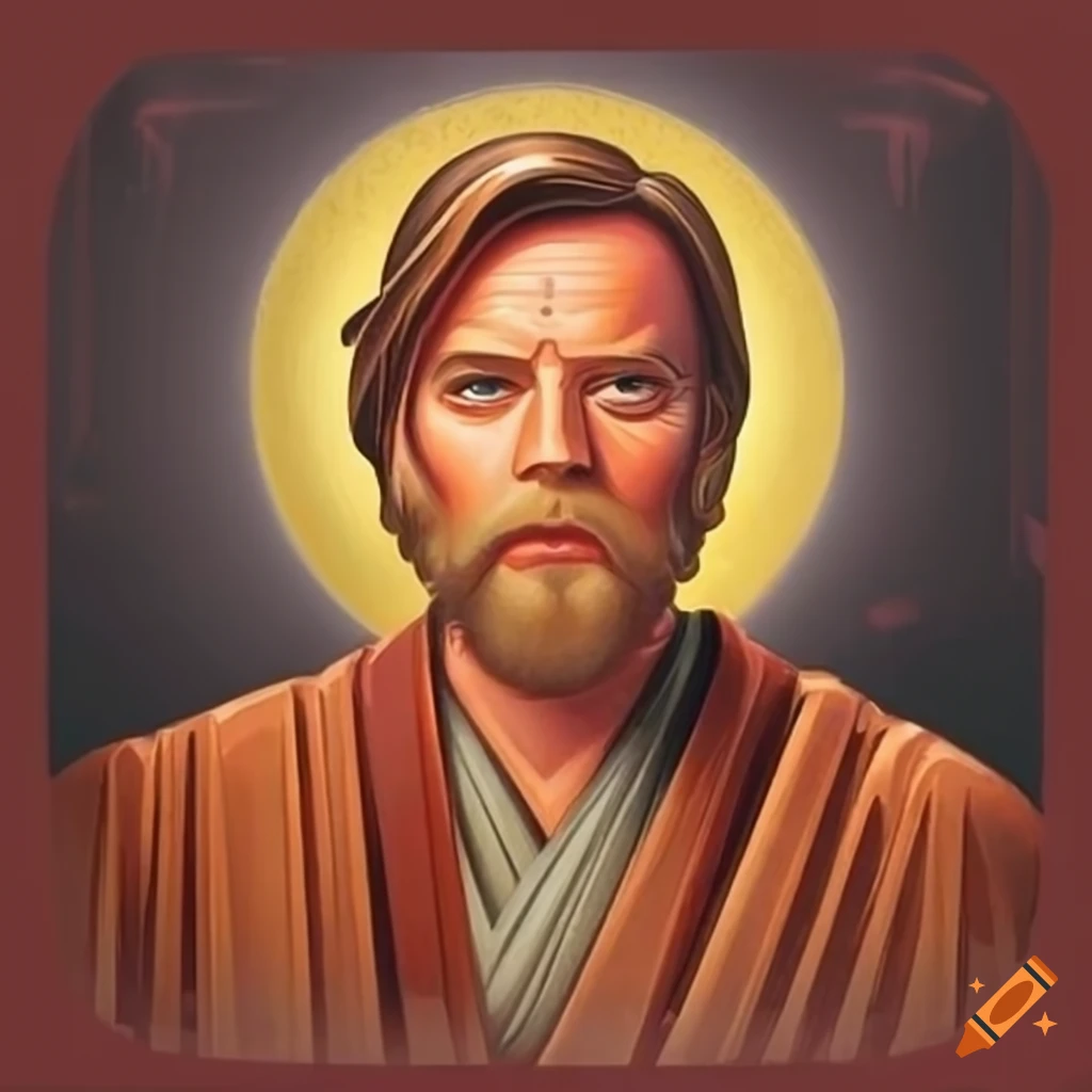 Religious icon depicting Obi-Wan Kenobi in the coptic tradition on Craiyon