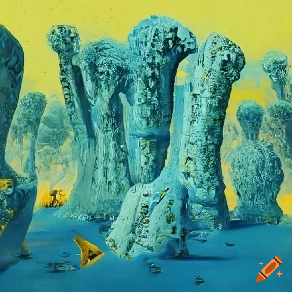 In the style of Max Ernst, create a massive, dense, layered forest of ...