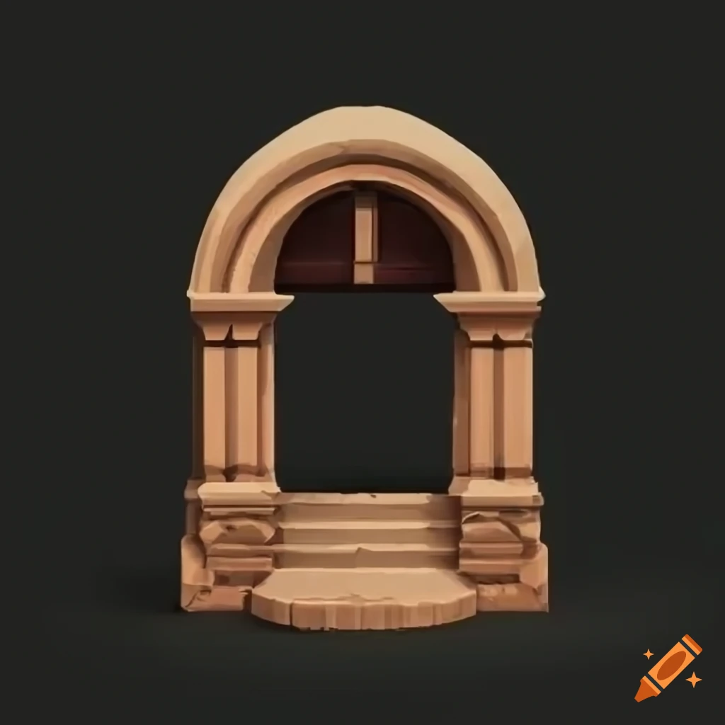Sandstone rpg isometric tile portal door platform black background