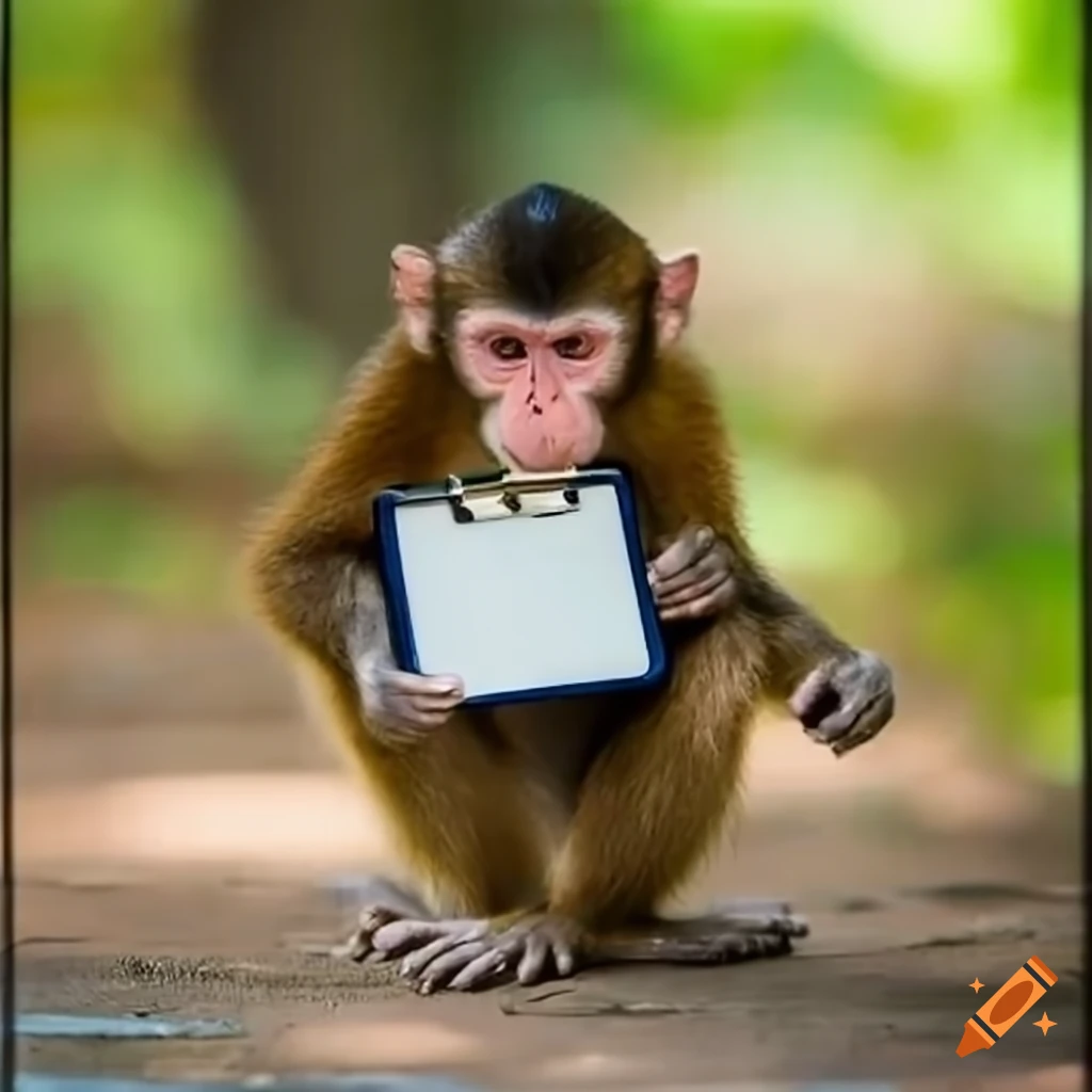 A monkey postman with a clipboard on Craiyon