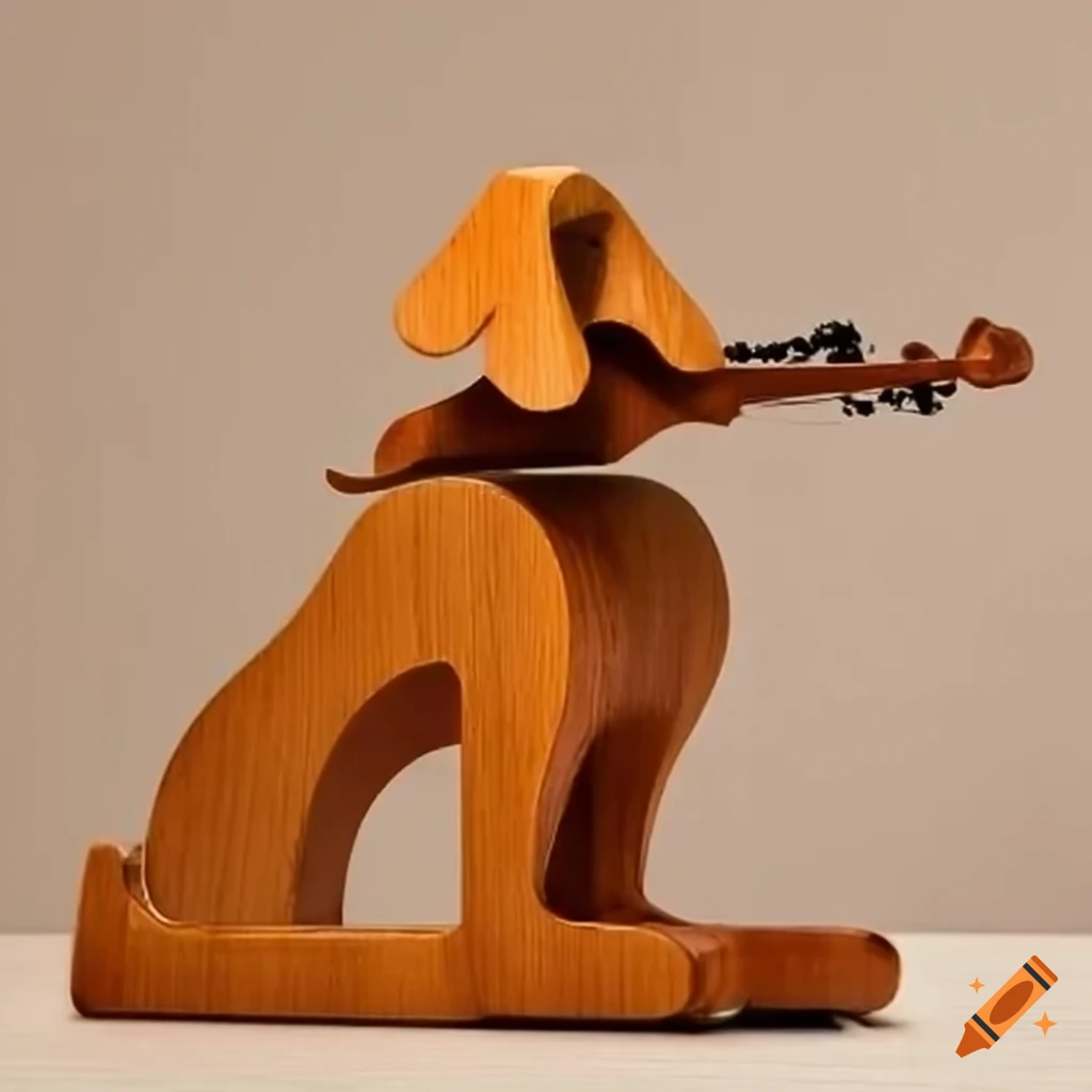 Wooden dog with violin strings on it's body