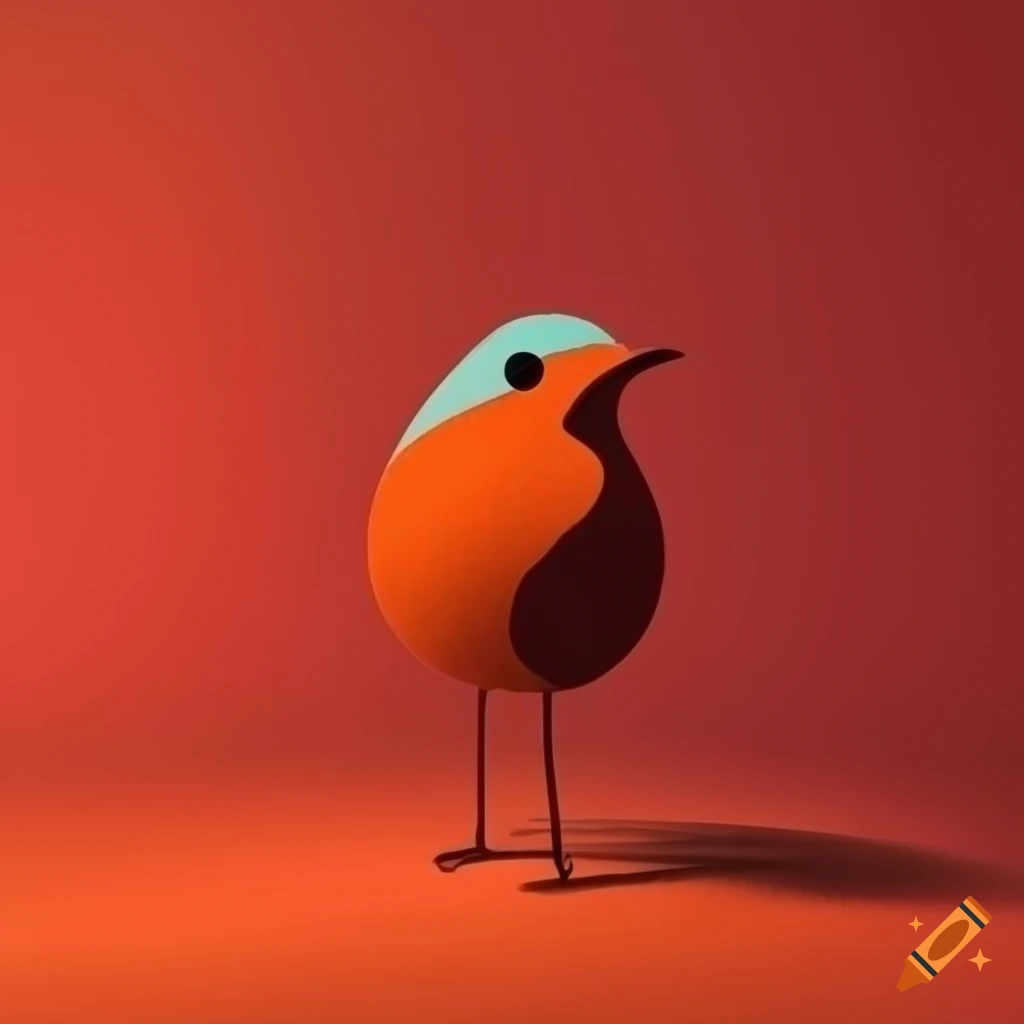 An abstract geometric robin bird made out of triangles and circles ...