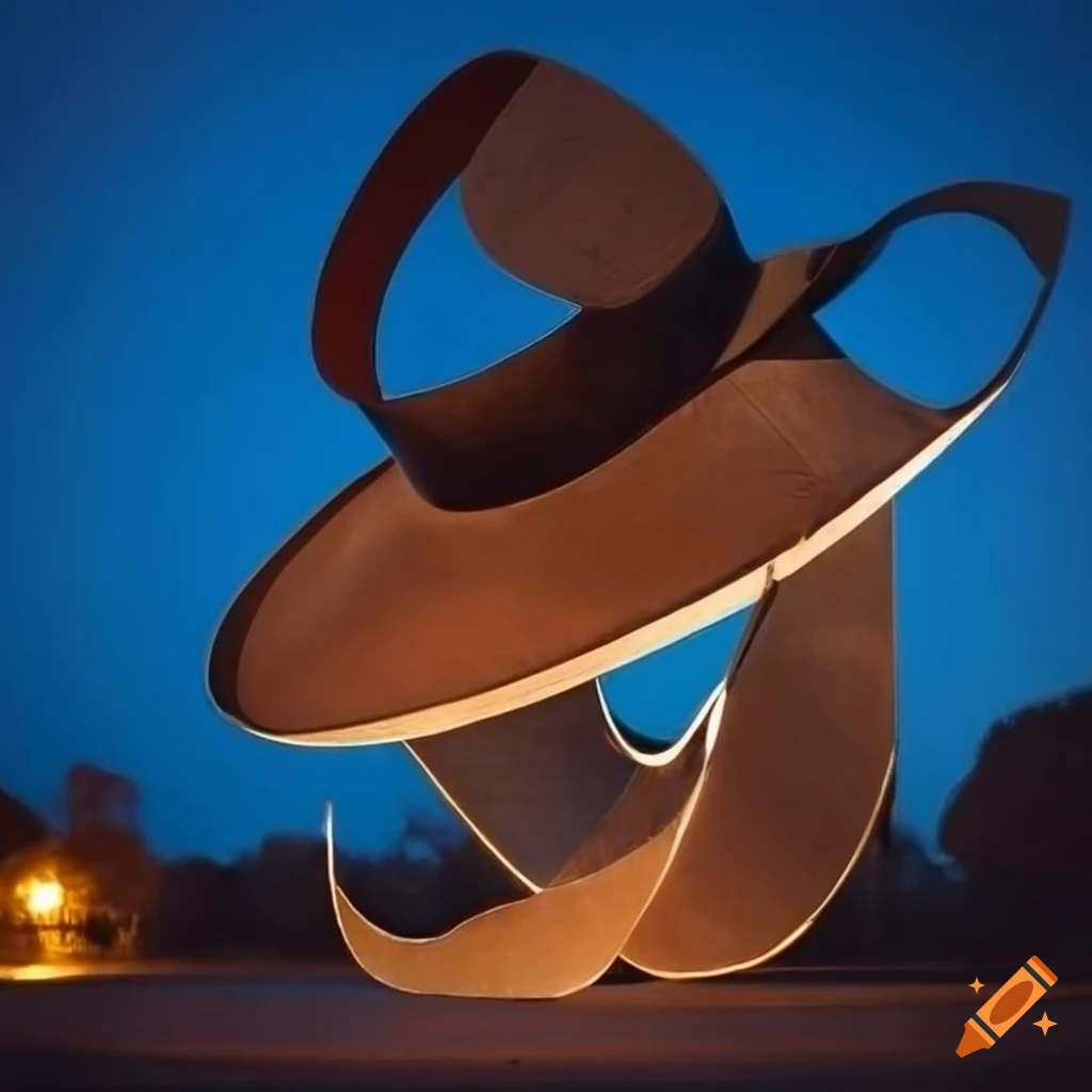 Cowboy's hat sculpture on park metal modern geometric