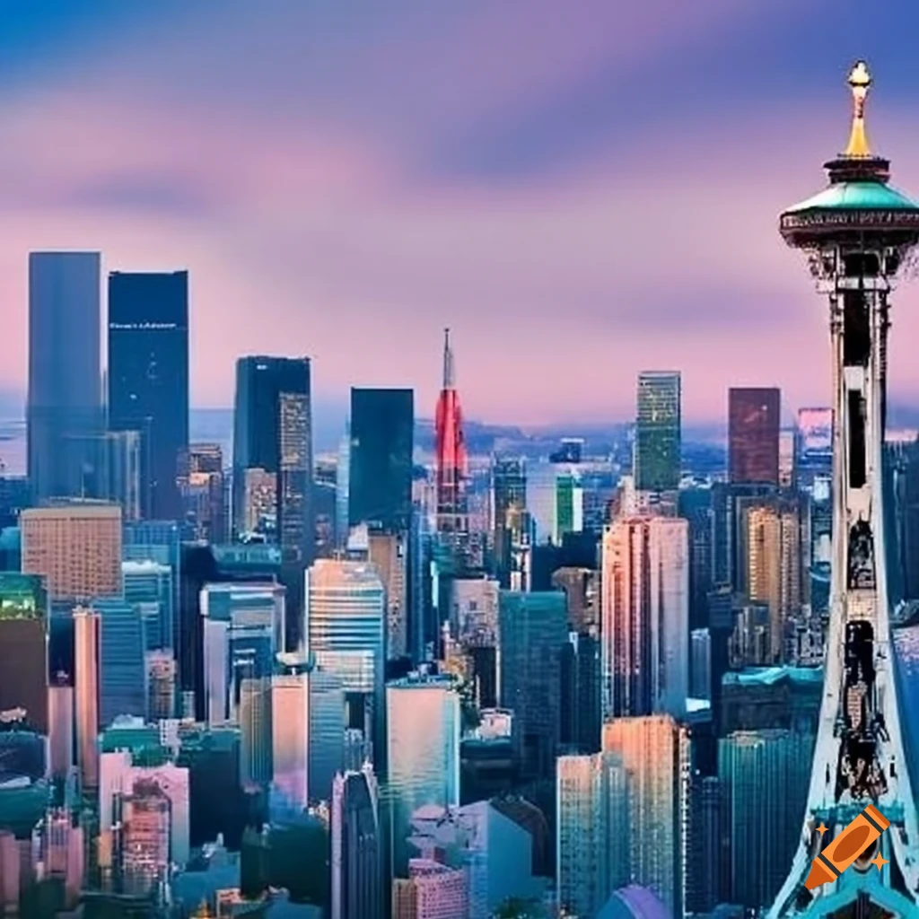 A city that blends seattle and tokyo and hong kong on Craiyon