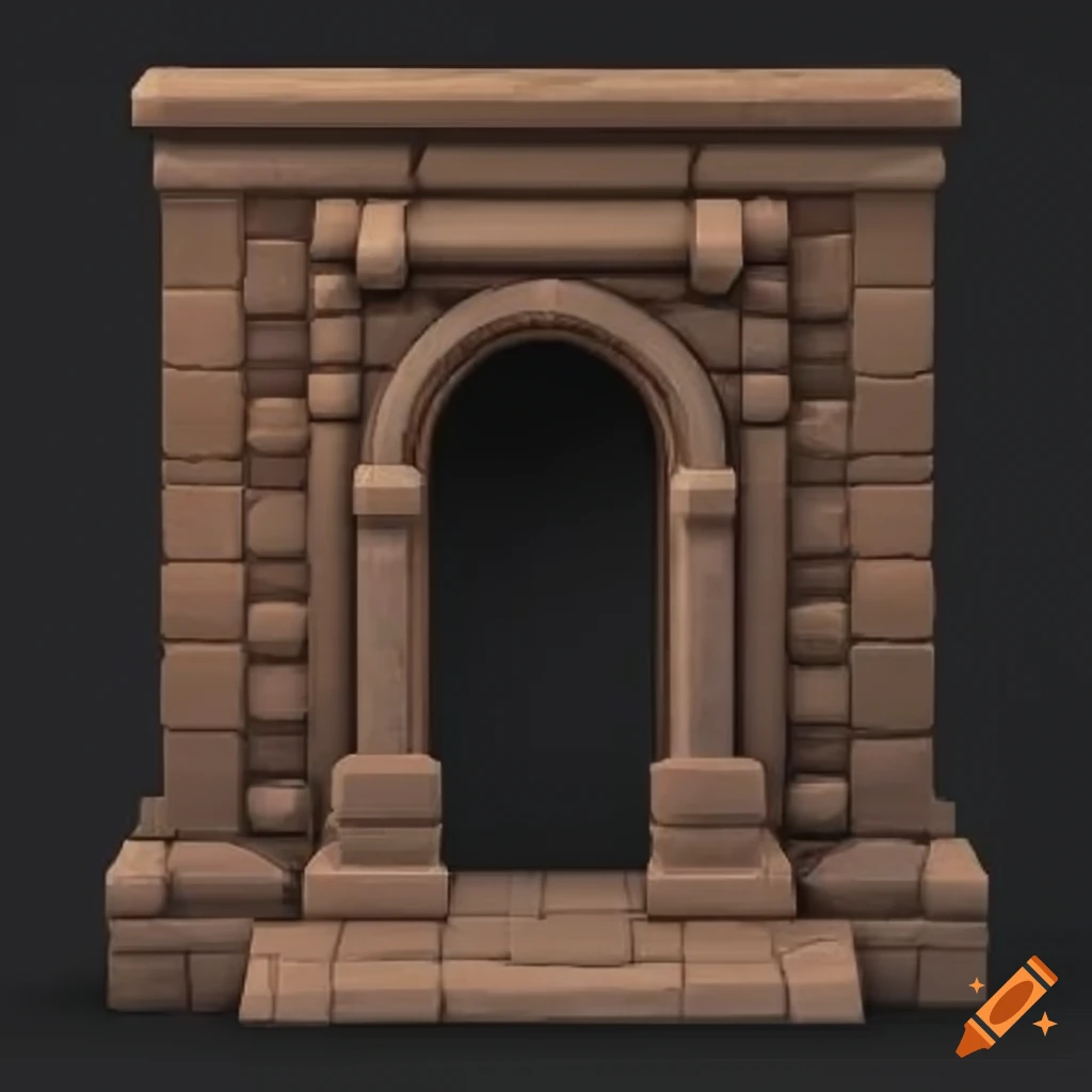 Sandstone rpg isometric tile portal door platform black background on ...