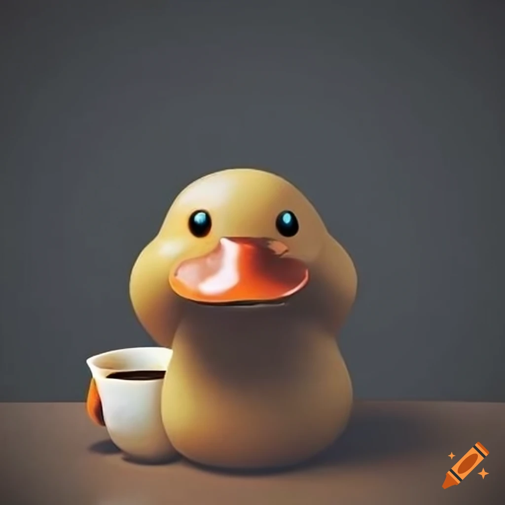 Duck drinking coffee on Craiyon