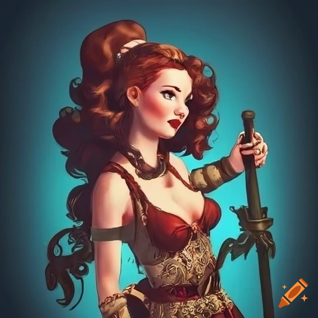 A cute pin-up medieval on Craiyon