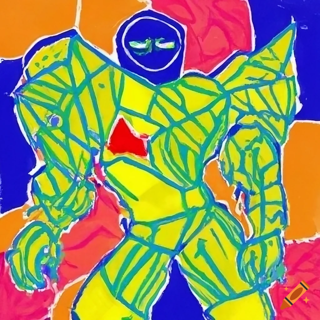 Original mutant superhero design art in color blocked, blue, green ...