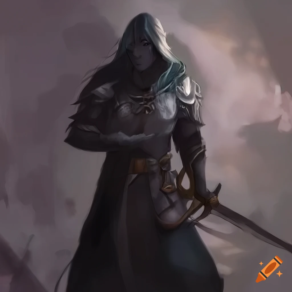 D&d, astral elf, bloodhunter, male, black hood, black eyes, grey skin ...