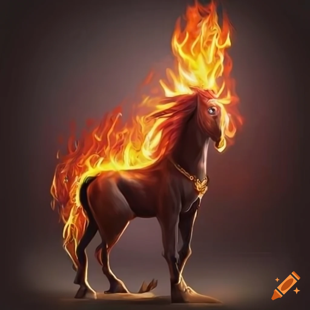 Fire elf with fire horse on Craiyon