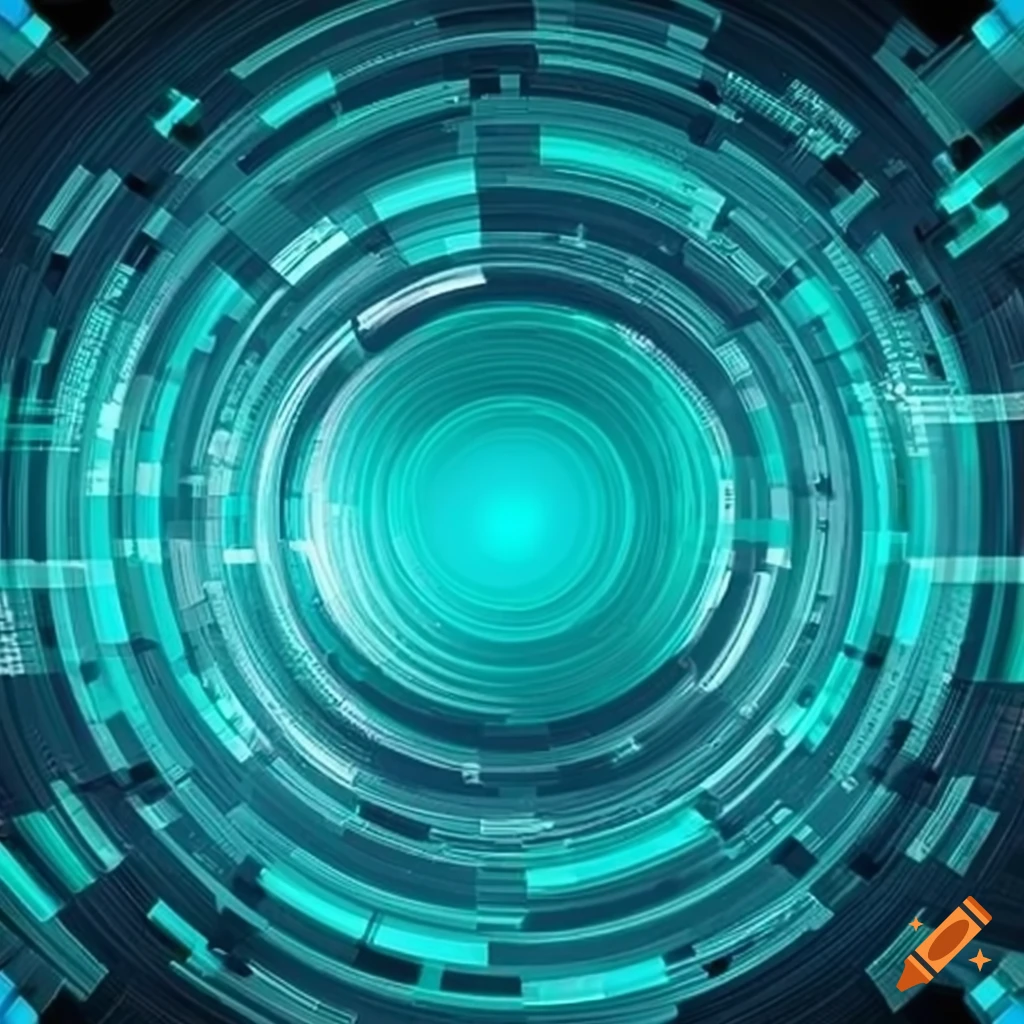 Abstract sales technology design in turquoise, green, and blue