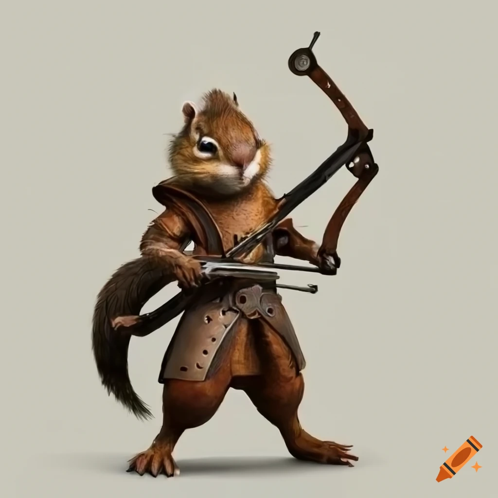 A chipmunk warrior wearing leather armour and carrying a crossbow on ...
