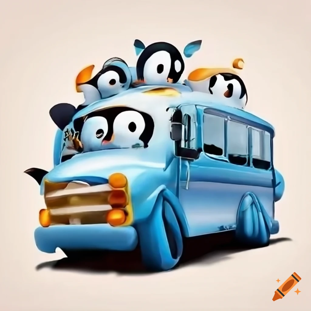 Penguins on a bus on Craiyon