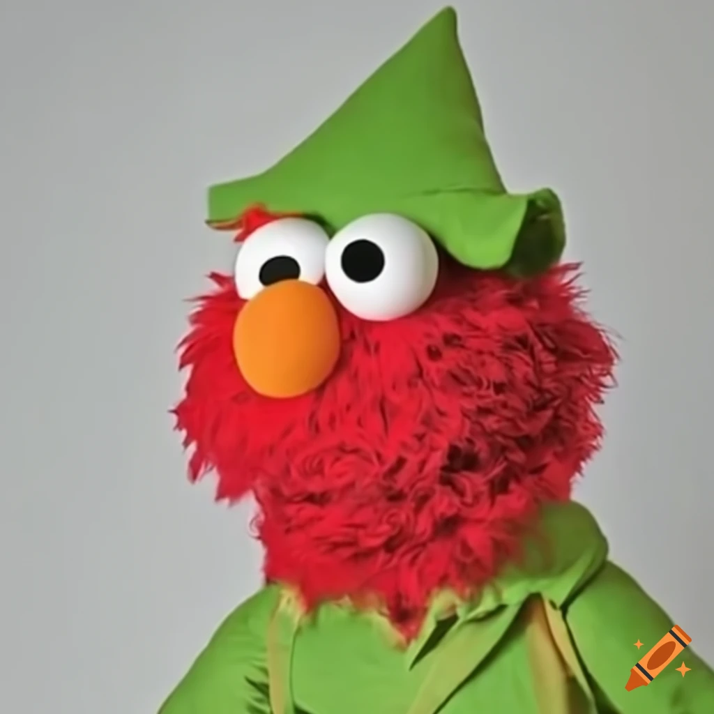 Elmo from sesame street dressed as peter pan