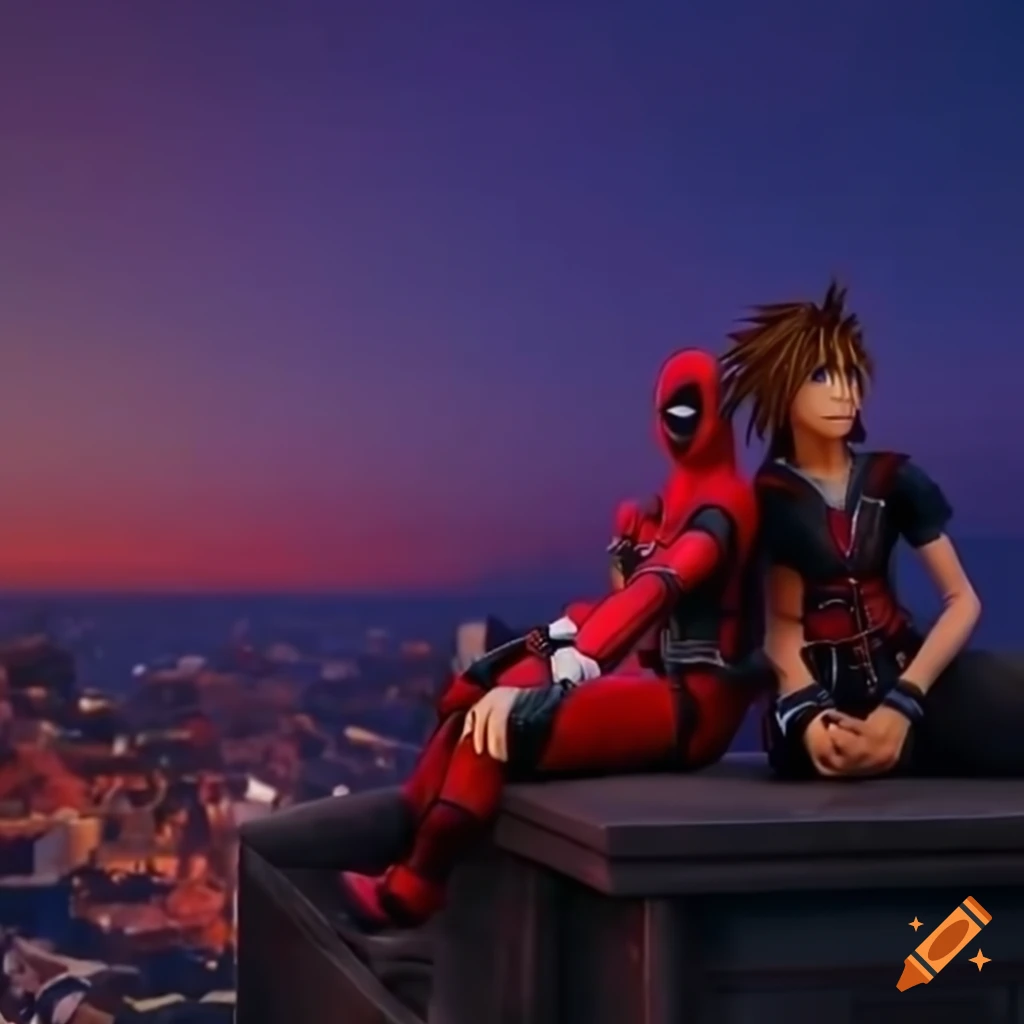 Deadpool and Sora from Kingdom Hearts Talking Sitting on a Rooftop on ...