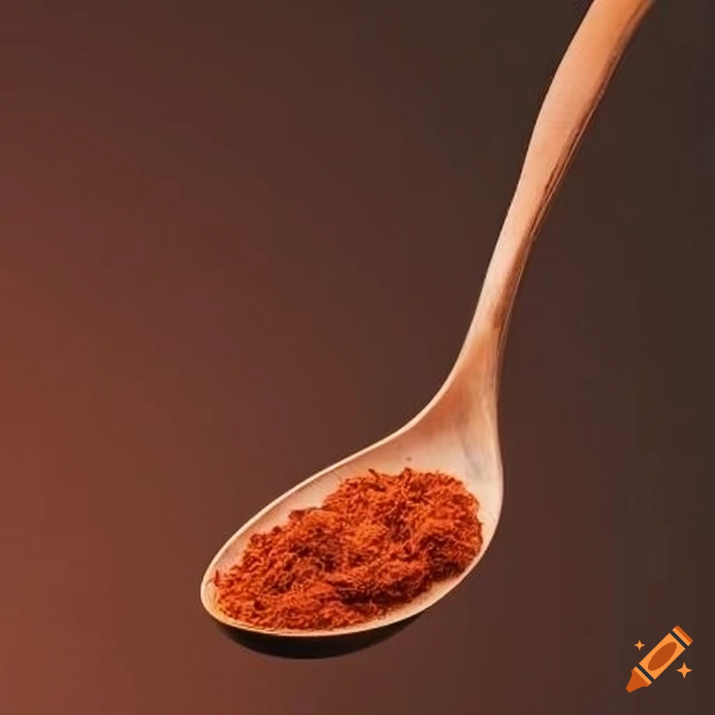 Red spice perfectly pressed on a teaspoon