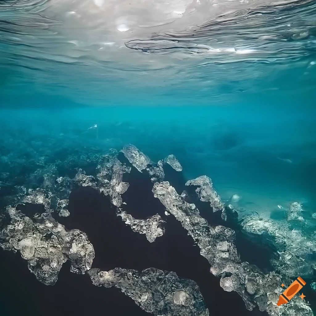 HD photograph of unique limestone formations underwater, metallic ...