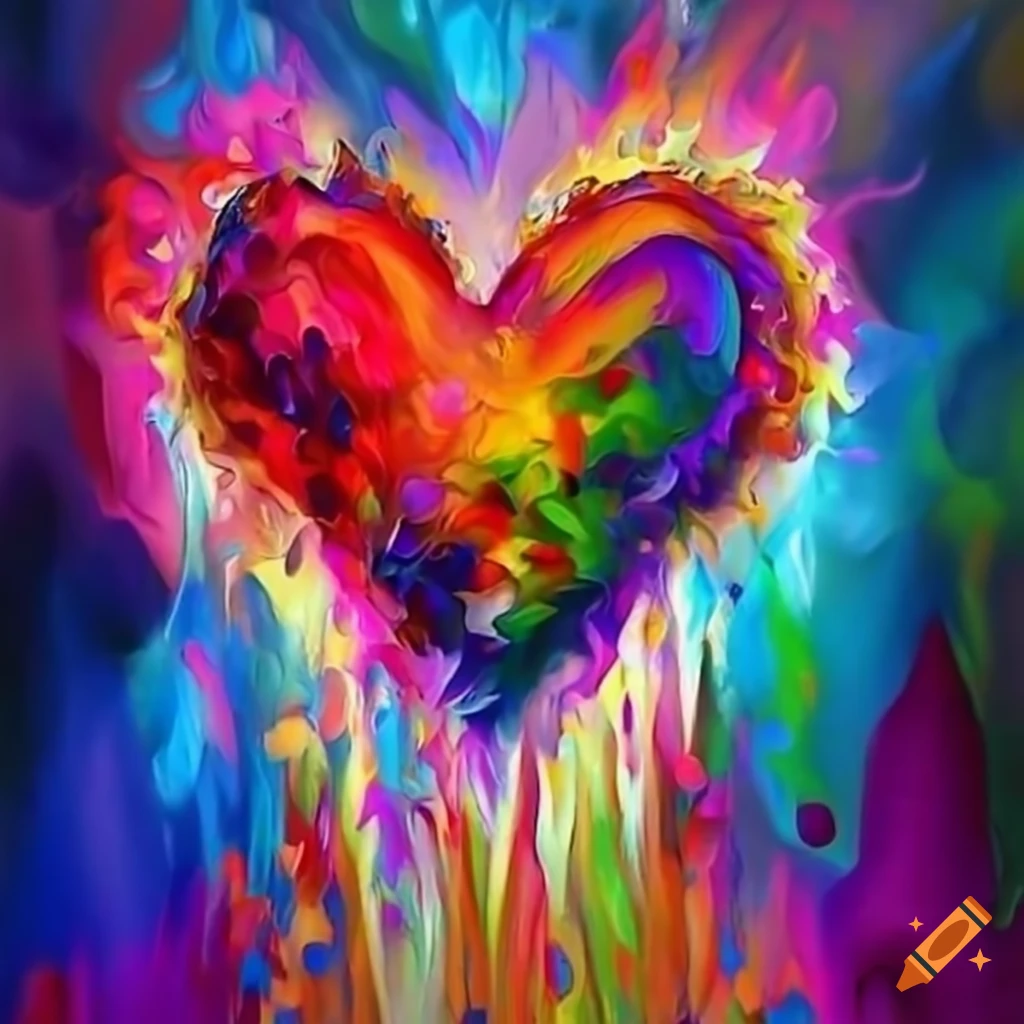 A vibrant heart bursting with colors