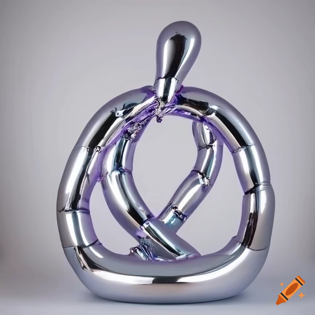 An inflatable chrome sculpture on Craiyon