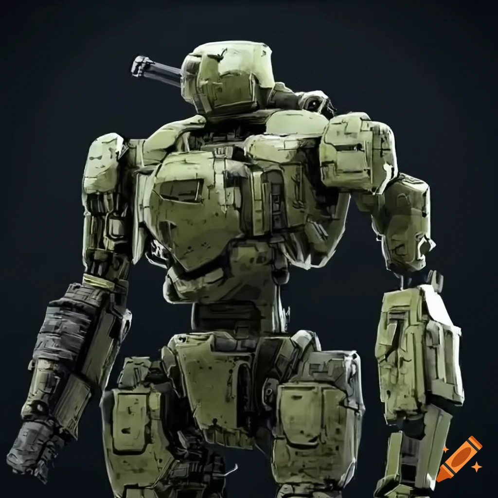 Military mech with saws for hands