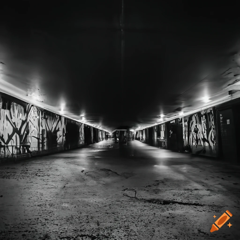 Real life, liminal dead old mall space heavily vandalized and ...