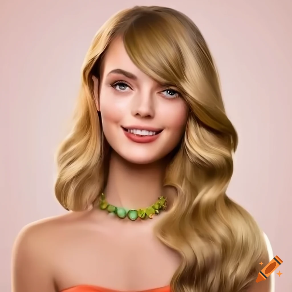 Beautiful Young Woman Shoulder Length Strawberry Blonde Hair Cheerful Smile