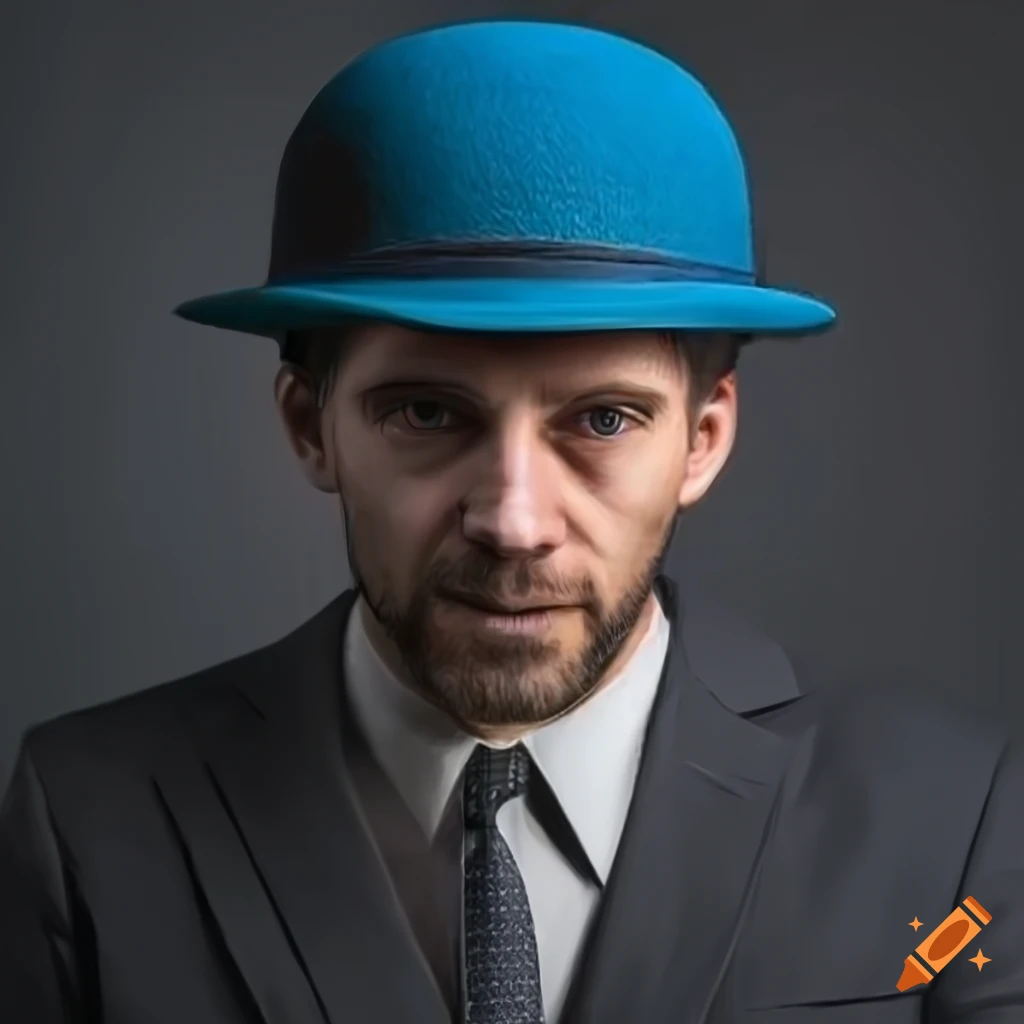 Head of man wearing-a-bowler-style-hat color realistic on Craiyon