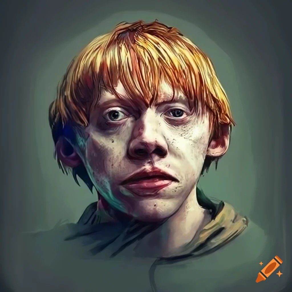 A dramatic artwork depicting rupert grint in a post-apocalyptic world