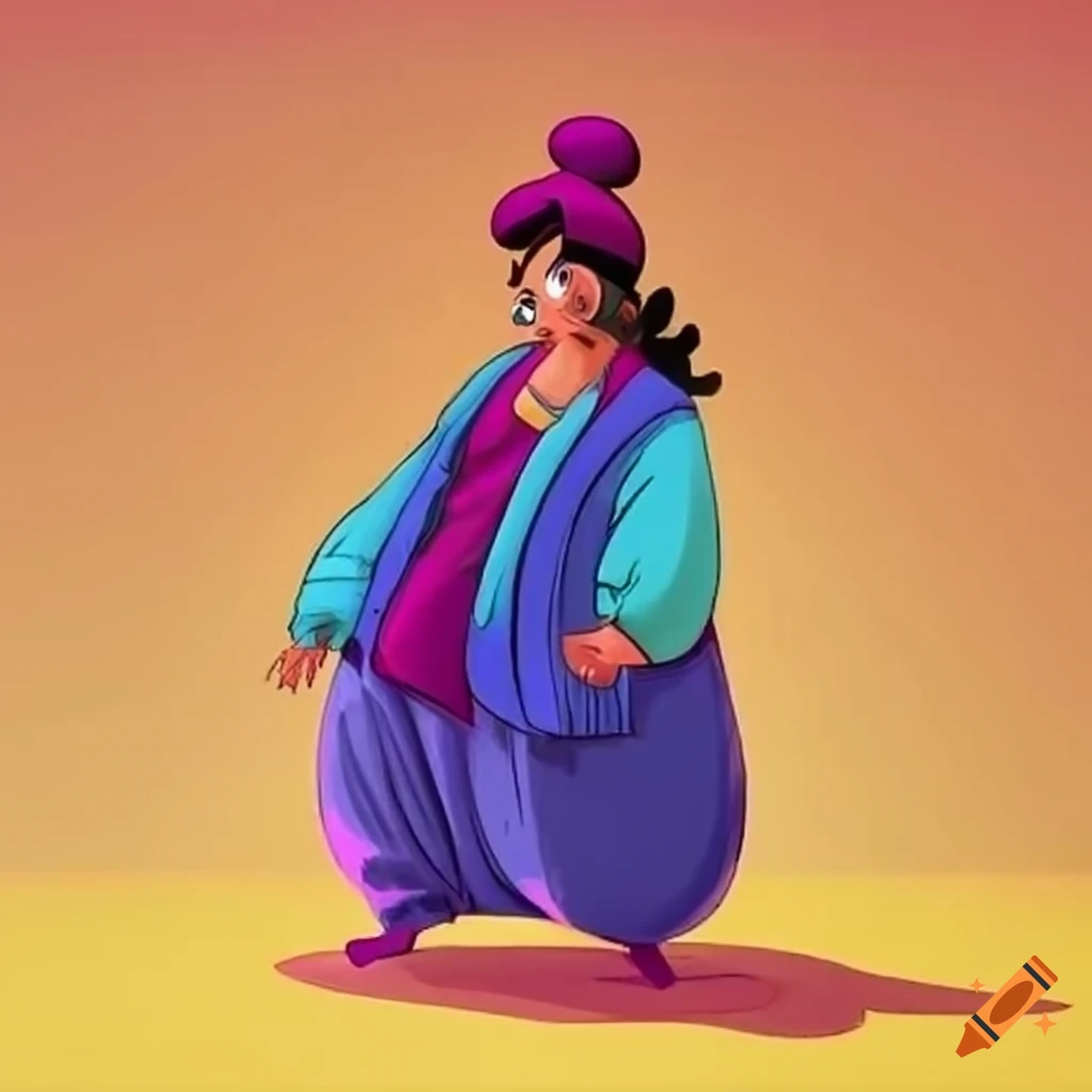 Cartoon character standing and wearing baggy oversized large aladdin ...