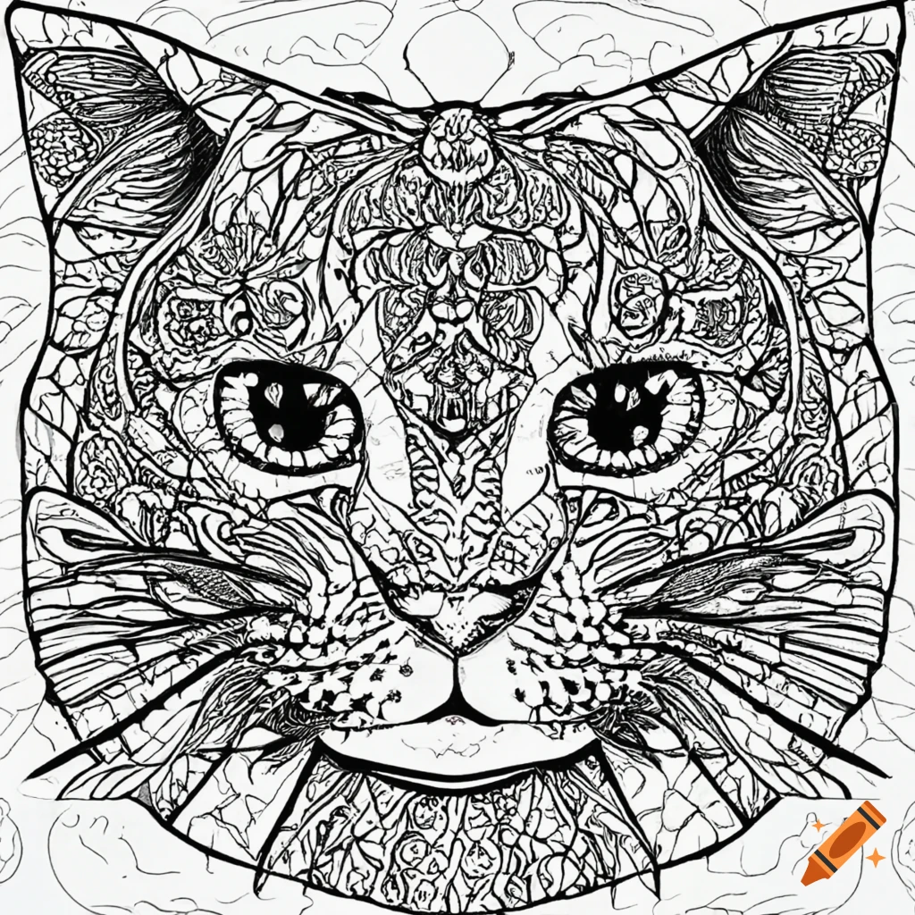 Black and white cat colouring book no colour on Craiyon