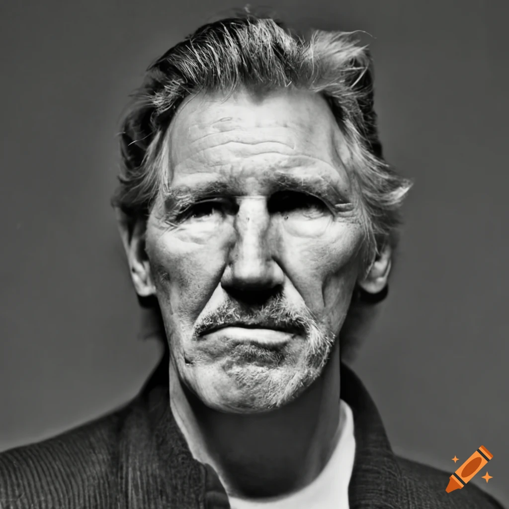 Roger waters portrait strict, hitler alike, full-face view