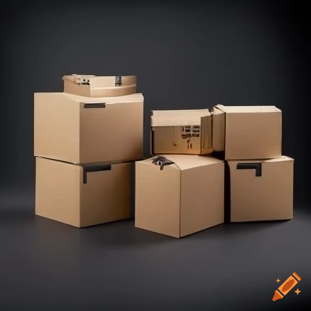 Shipping package with black background on Craiyon
