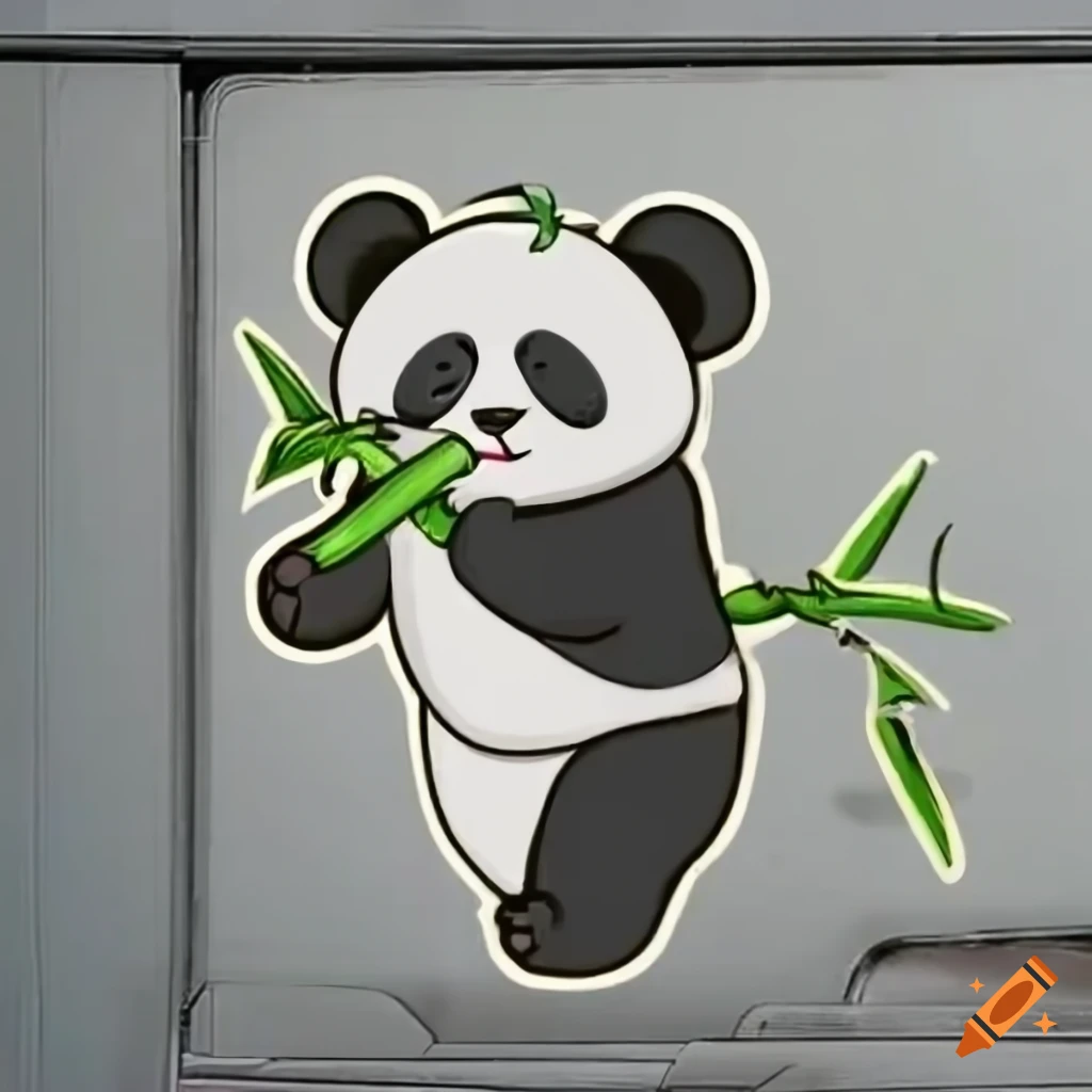 A baby panda holding a bamboo shoot sticker