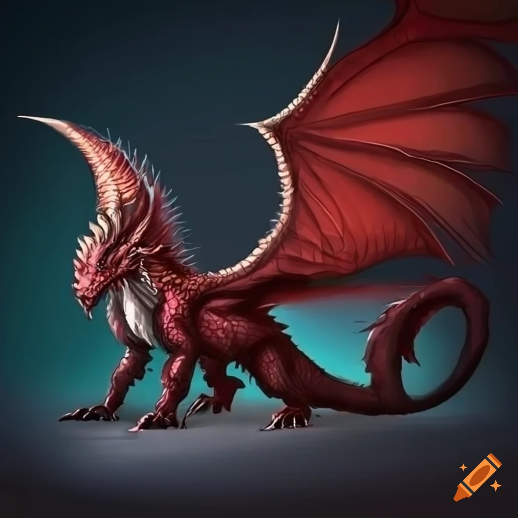 Full body dragon concept designs, side view with soft colours on Craiyon