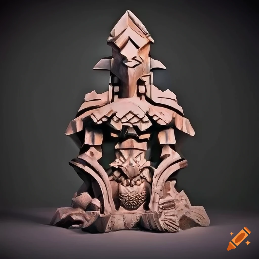 ‘architectural stave carving’-style, zelda boss game sculpture ...