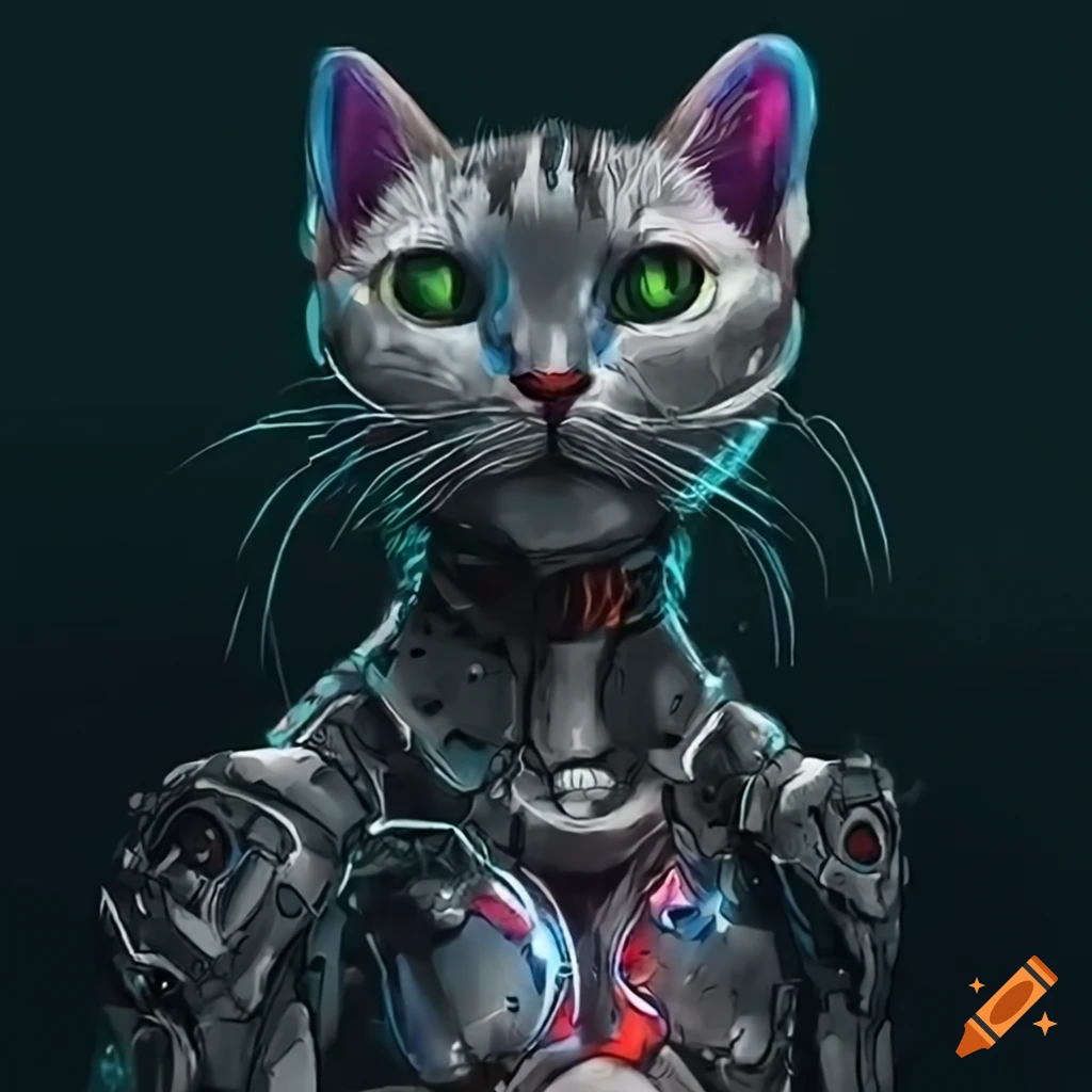 Cyborg cat on Craiyon