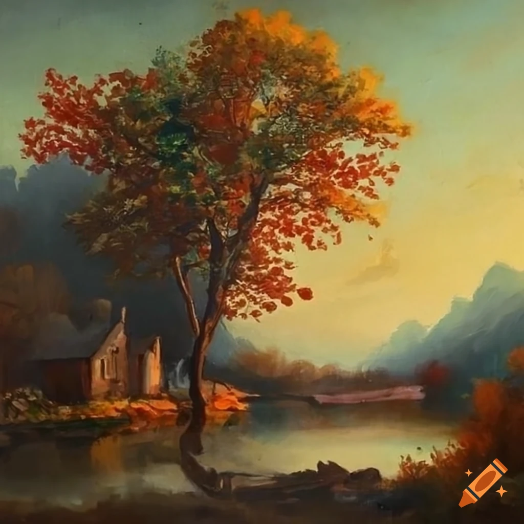 Old timey painting of a landscape on Craiyon