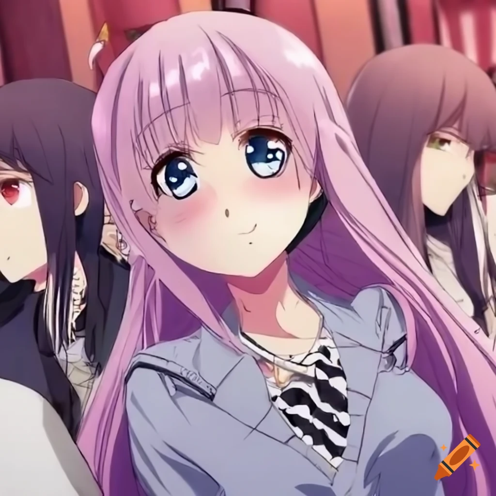 A girl passing through the crowd anime