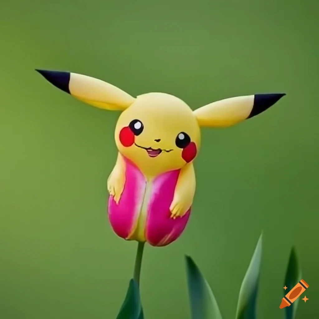A Pikachu-shaped tulip in a full bloom on Craiyon