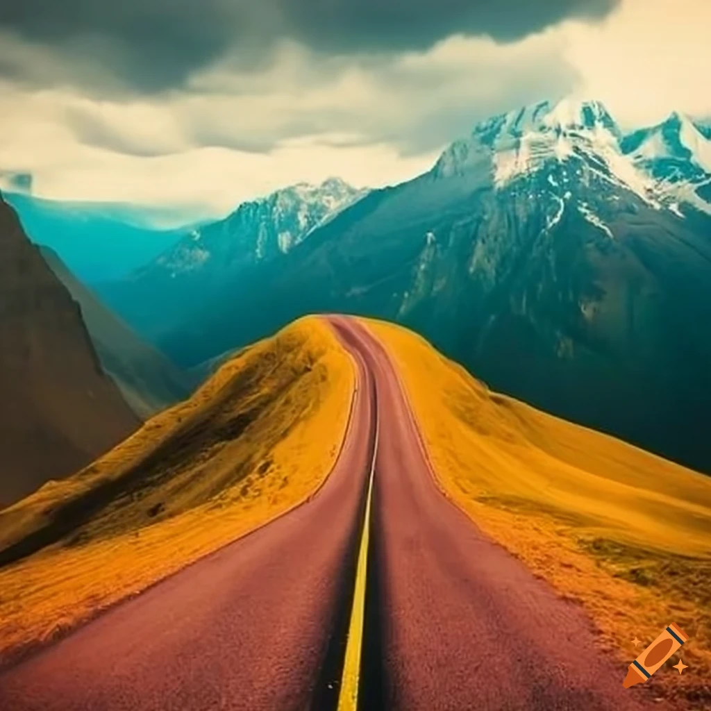 Road ending on a plateau on Craiyon