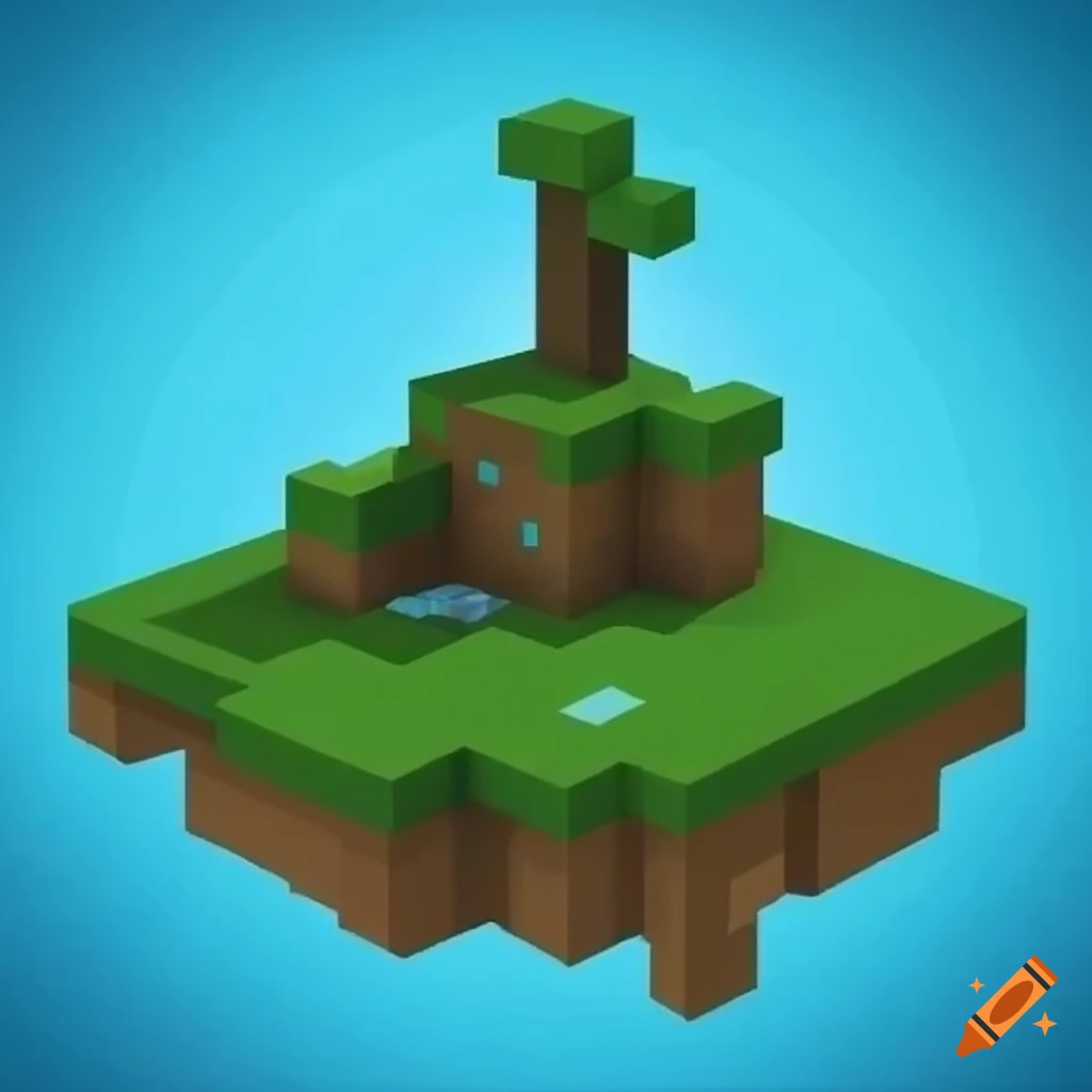 A skyblock island from minecraft on Craiyon