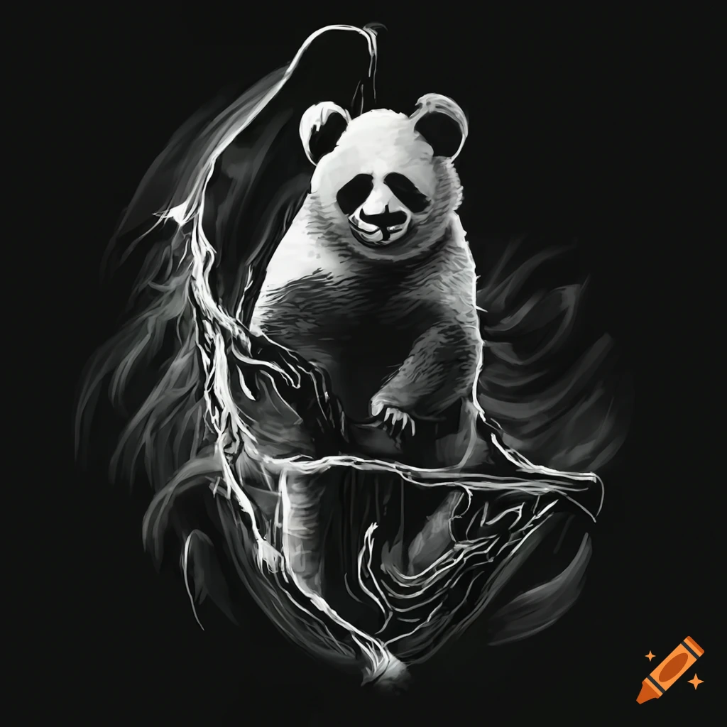 Epic, panda, warrior weilding fiery bow with ice arrows on Craiyon